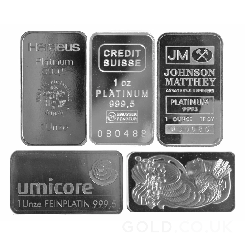 1oz Platinum Bar Best Value | GOLD.co.uk - From £1,544.40