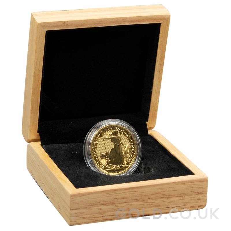 33mm coin Oak gift box - 1oz Britannia, Kruggerand, Eagle, Nugget ...