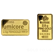 Buy 2.5 Gram Gold Bars | 2.5g Gold Bar - From £317.4
