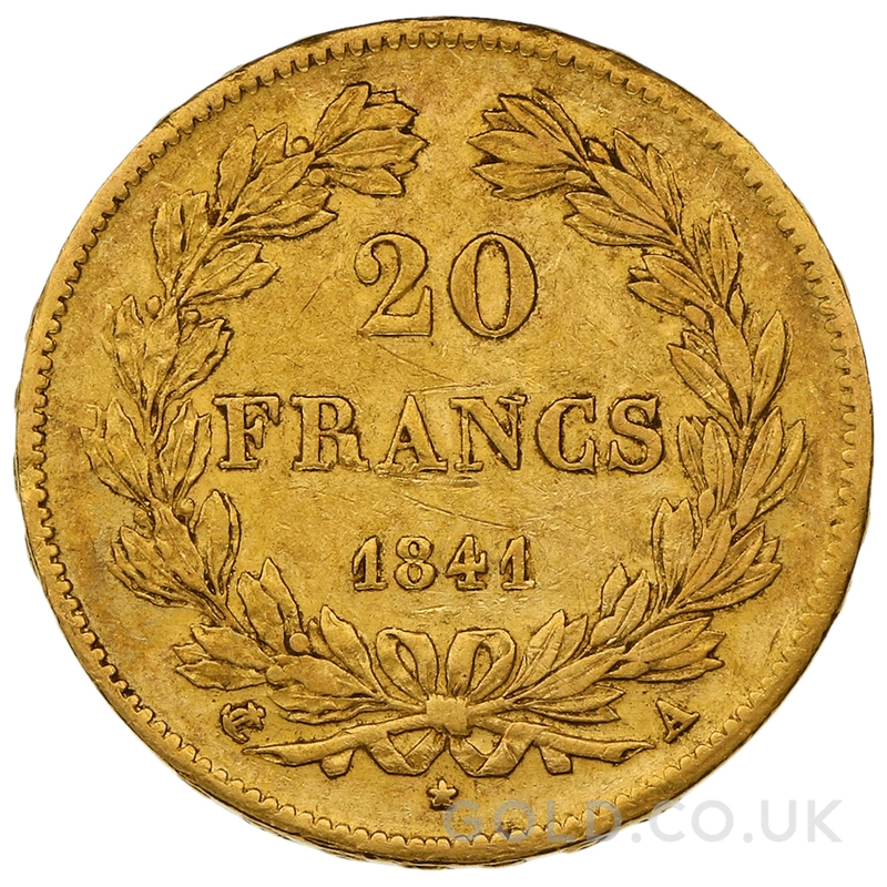 Gold 1841 20 French Francs Louis-Philippe Laureate Head (A) | GOLD.co.uk - From £826.00