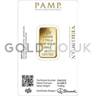 Buy 1 Tola Gold Bars | GOLD.co.uk - From £385.70